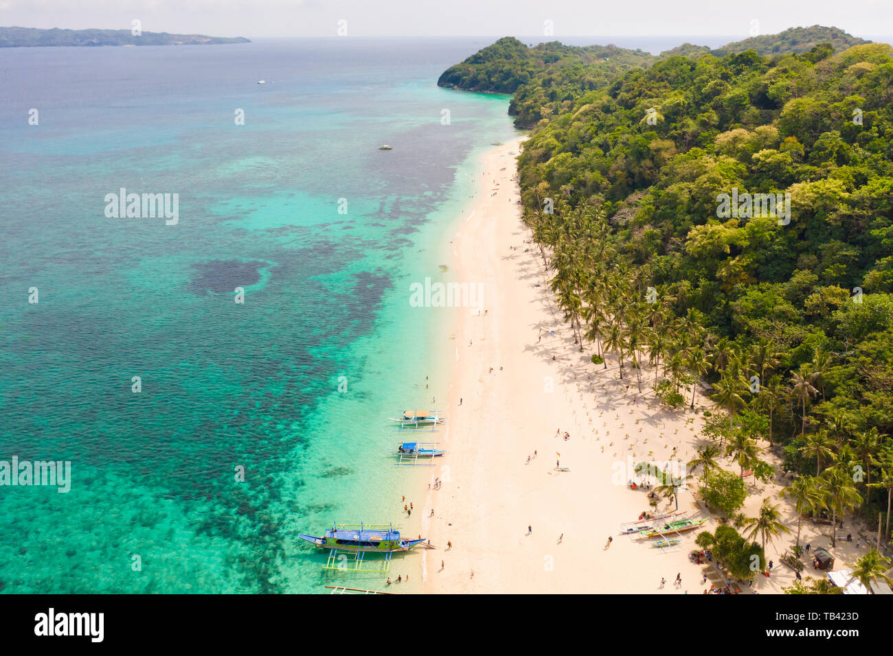Puka Shell Beach. Wide tropical beach with white sand. Beautiful white ...