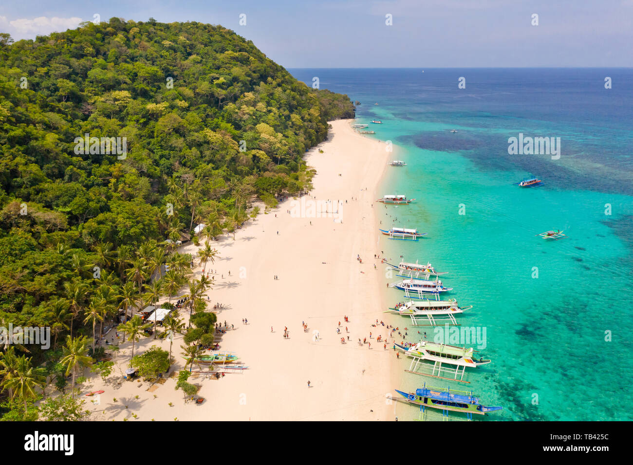 Puka Shell Beach. Wide tropical beach with white sand. Beautiful white ...