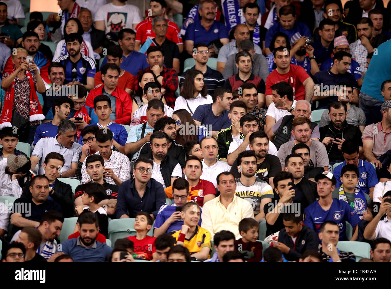Local football fans in the stands before the UEFA Europa League final ...