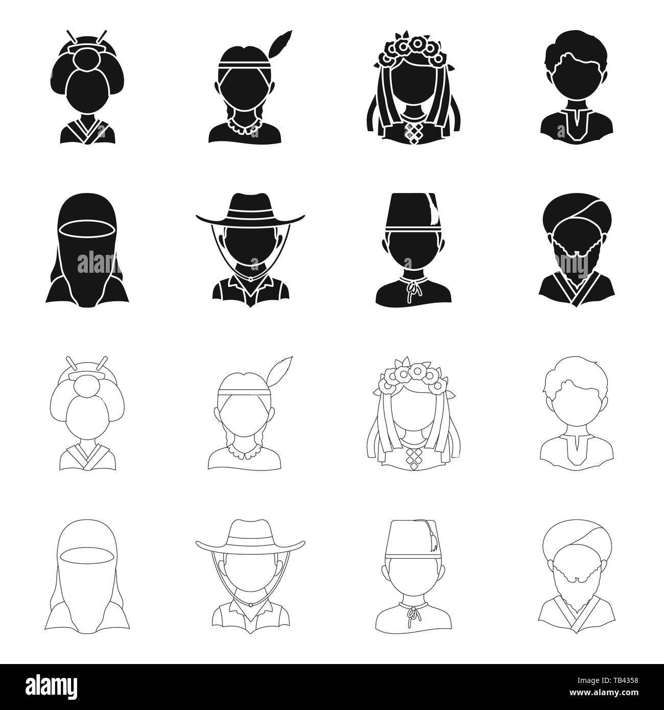 Vector illustration of imitator and resident icon. Set of imitator and ...