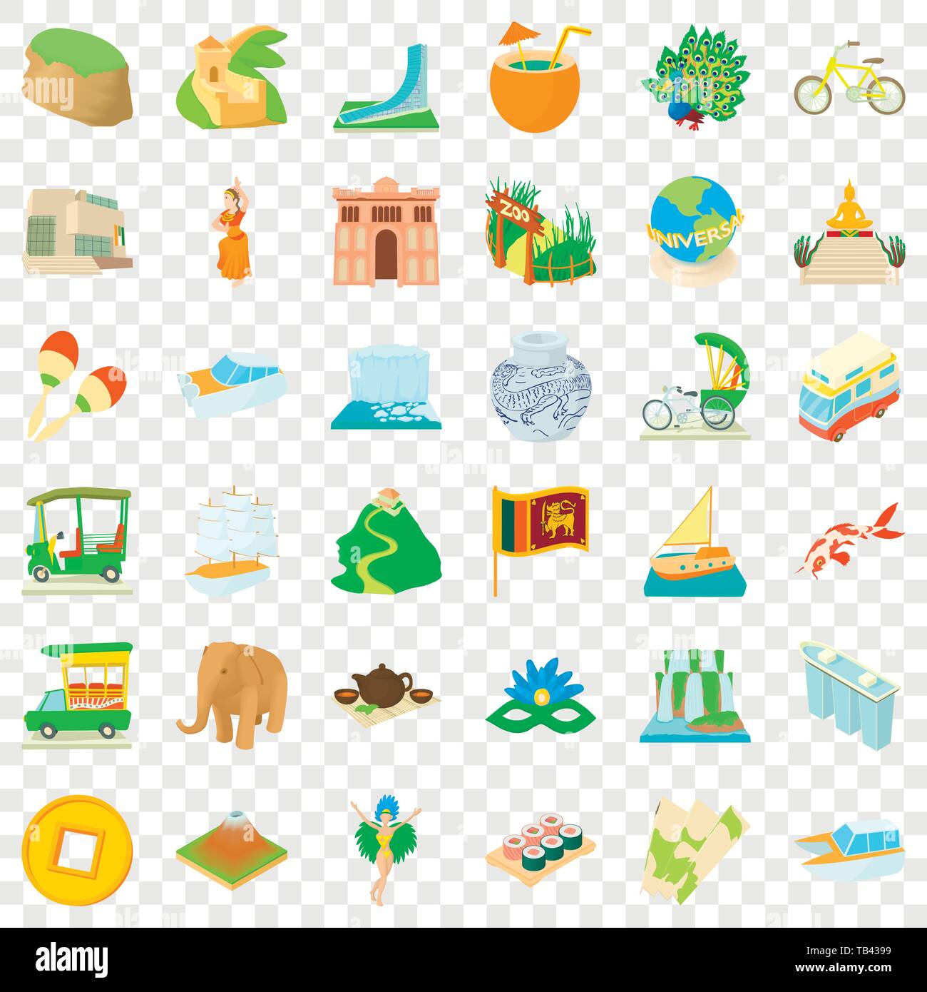 Tourist attraction icons set, cartoon style Stock Vector Image & Art ...