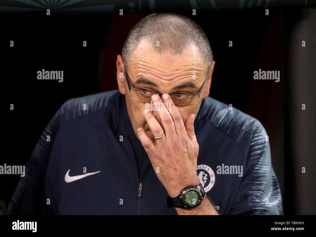 Chelsea manager Maurizio Sarri before the UEFA Europa League final at ...