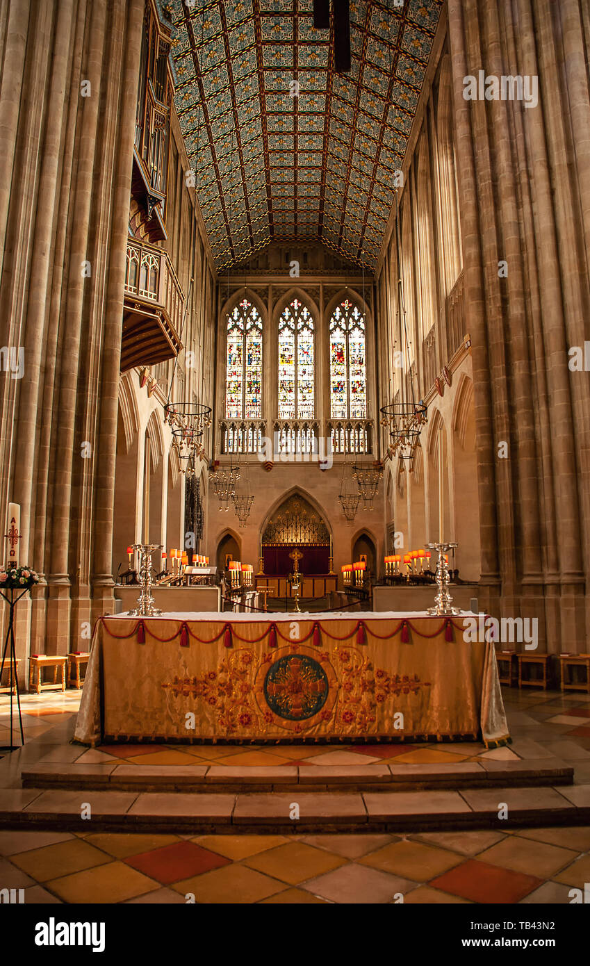 The altar in the St Edmundsbury Cathedral in Bury St Edmunds, Suffolk ...