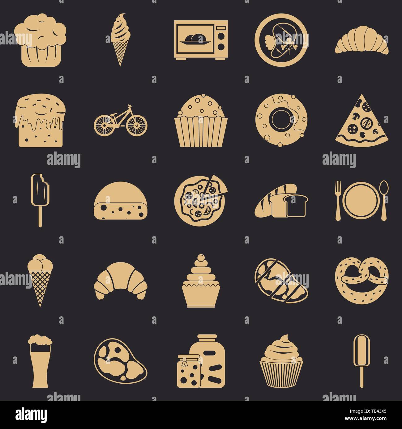 Fatty food icons set, simple style Stock Vector Image & Art - Alamy