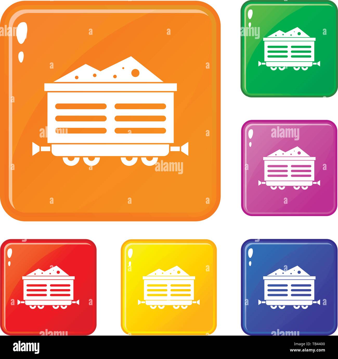 Train waggon with coal icons set vector color Stock Vector Image & Art ...