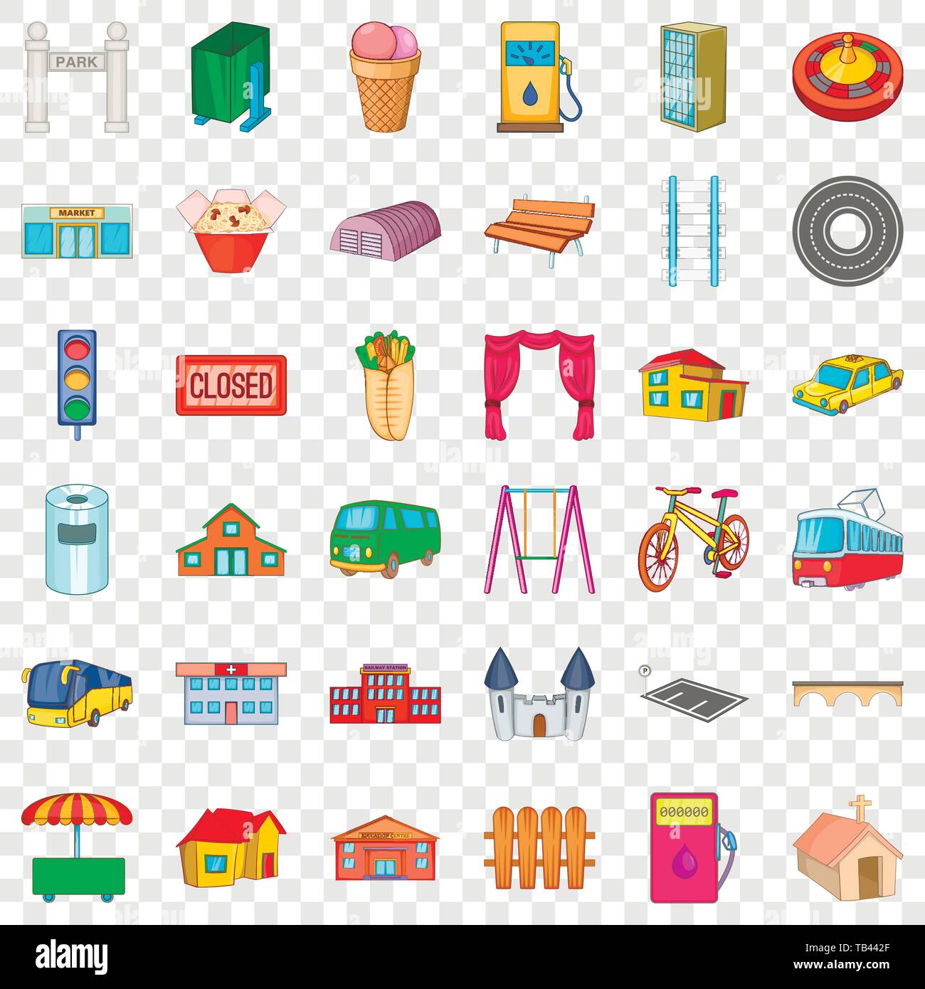 Street Icons Set Cartoon Style Stock Vector Image And Art Alamy