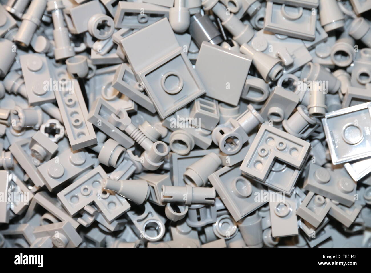 LEGO light bluish gray bricks, tiles, plates, technic parts together on ...