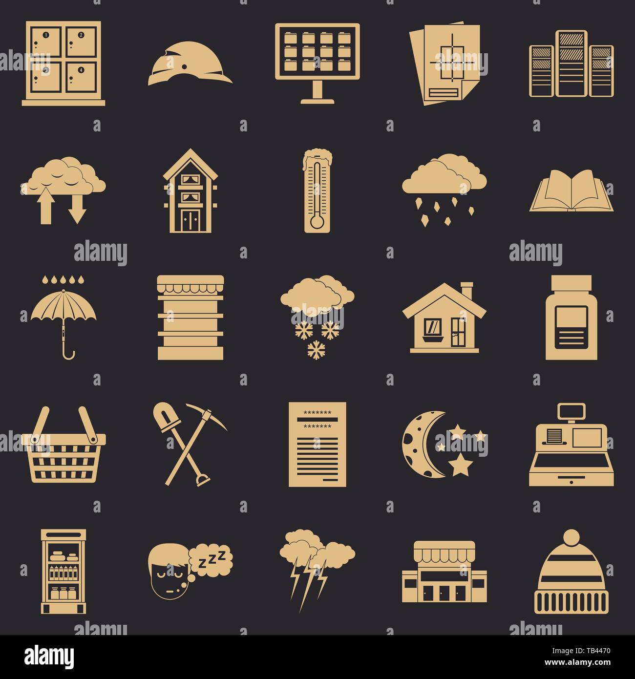 Warm house icons set, simple style Stock Vector Image & Art - Alamy