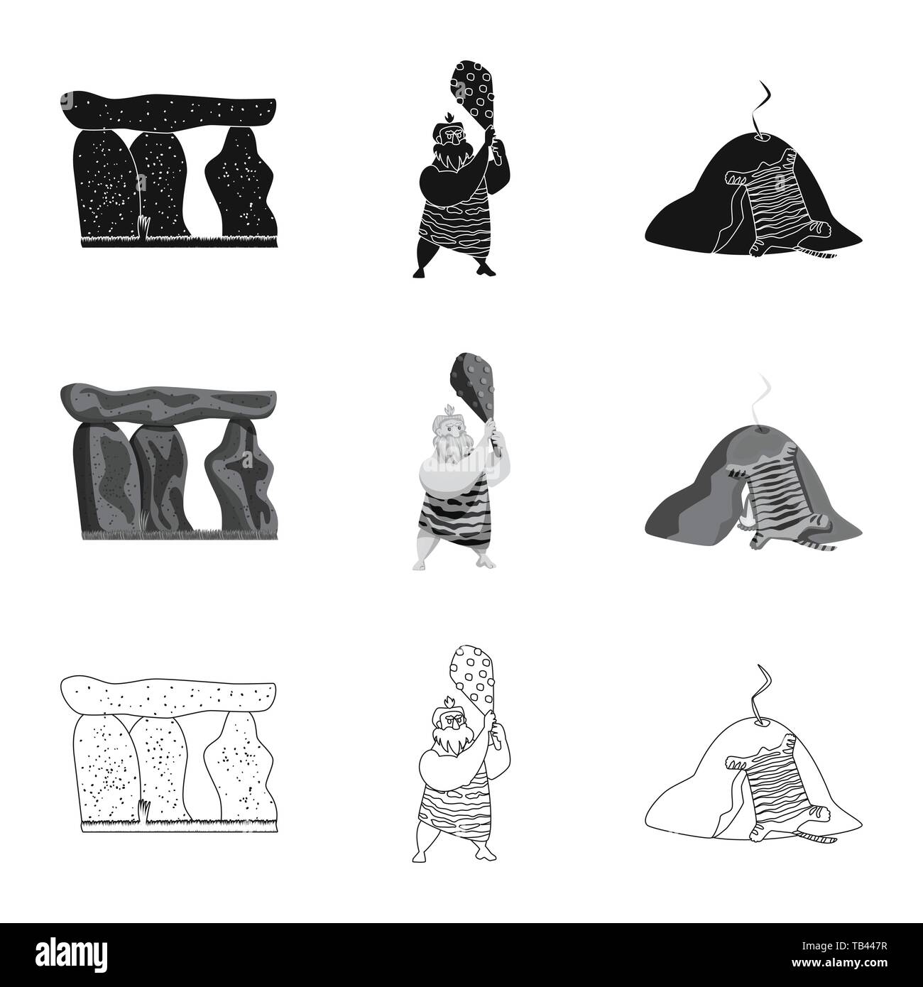 Vector illustration of evolution and prehistory sign. Set of evolution ...