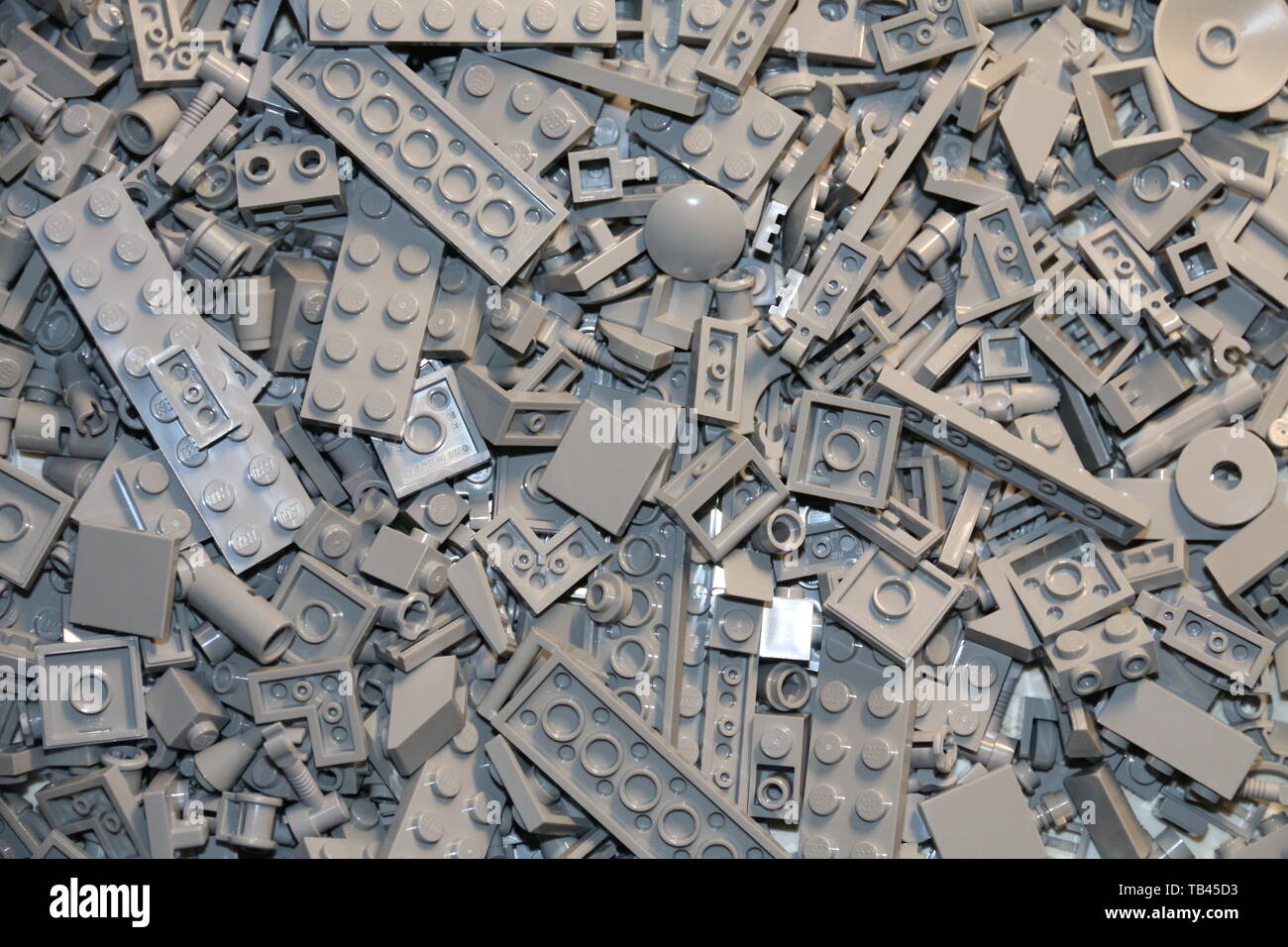 LEGO light bluish gray bricks, tiles, plates, technic parts together on ...