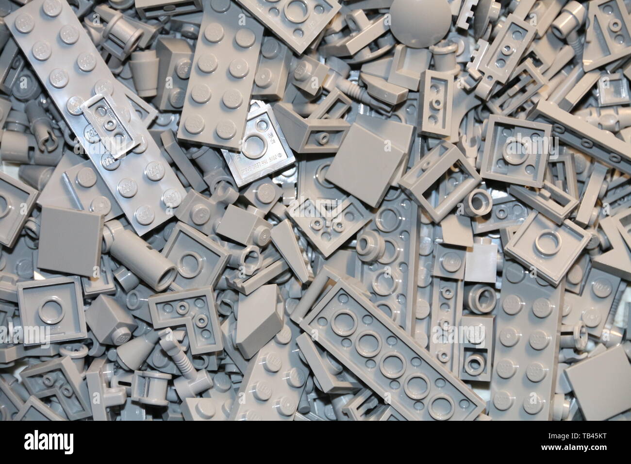 LEGO light bluish gray bricks, tiles, plates, technic parts together on ...