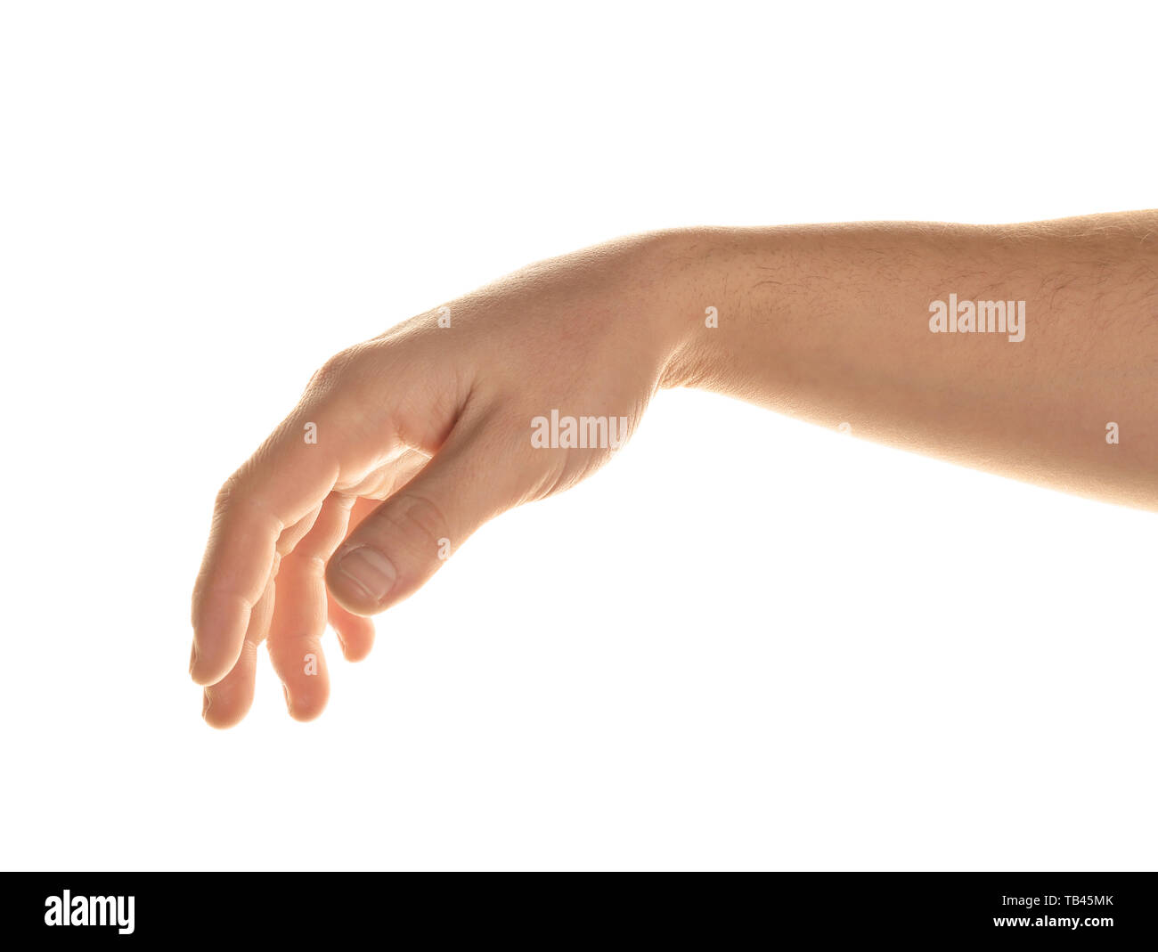 Male hand on white background Stock Photo - Alamy