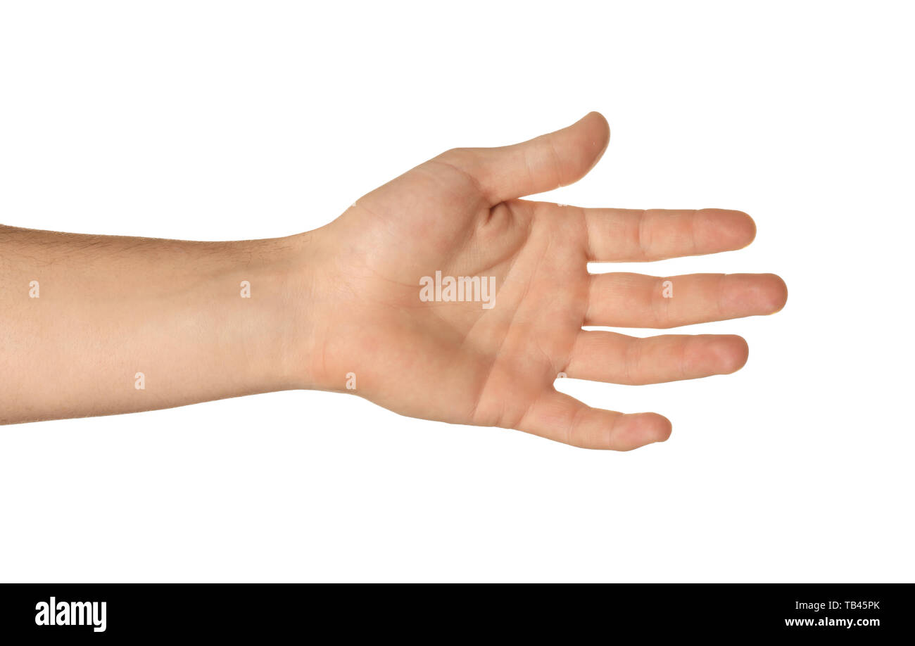 Male hand on white background Stock Photo - Alamy