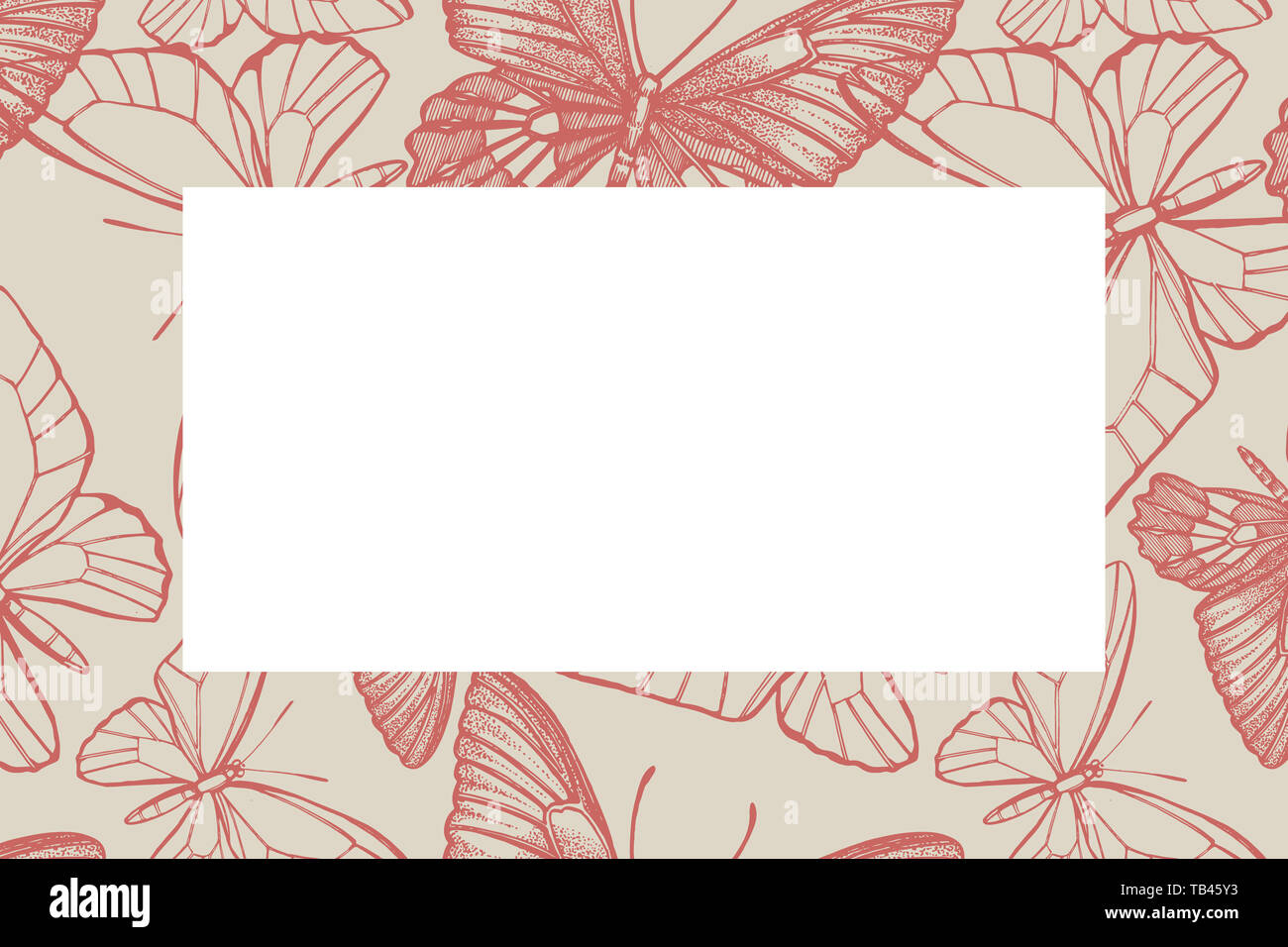 Butterflies silhouettes. Butterfly card template on romantic background ...