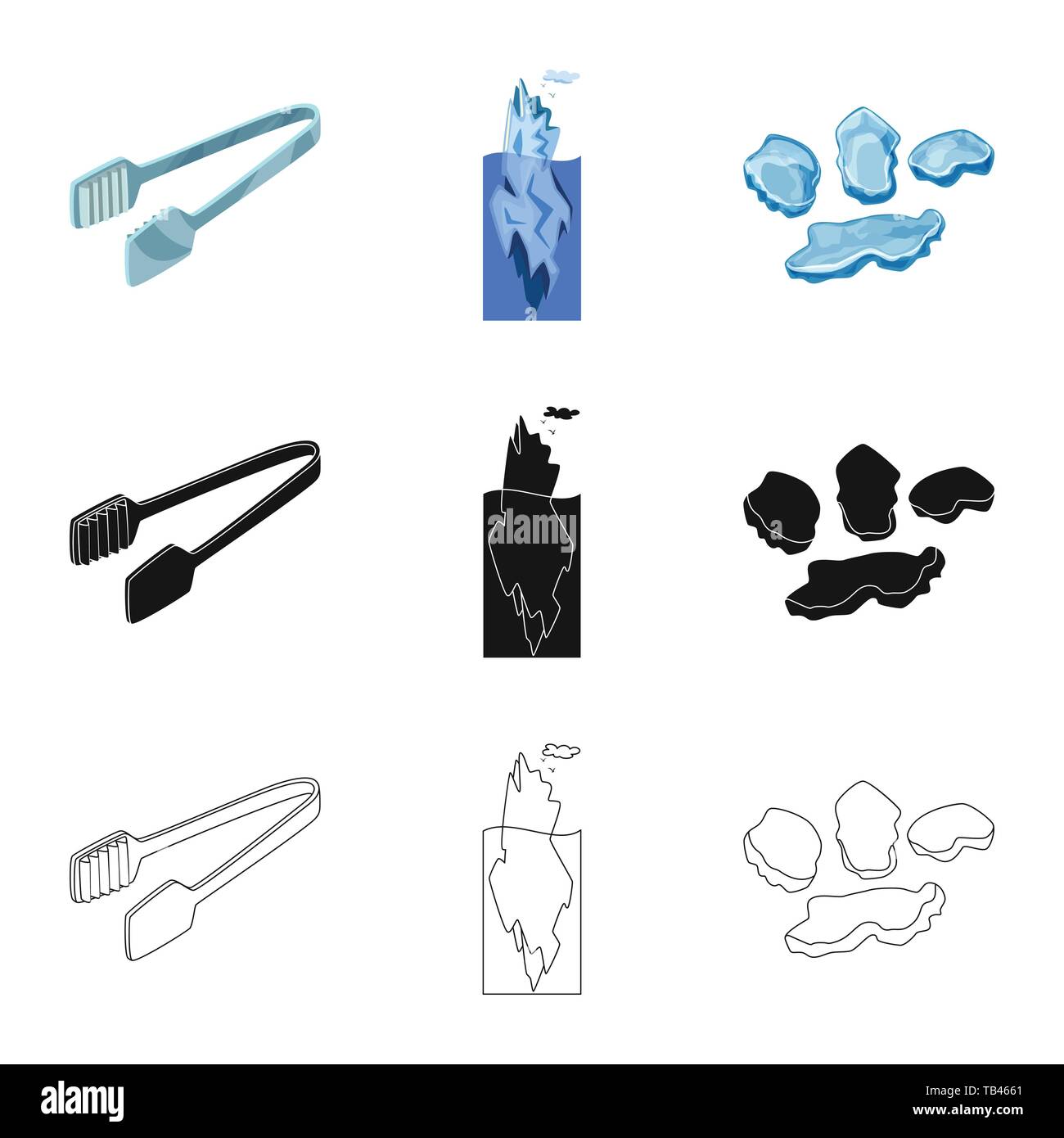 Vector illustration of texture and frozen symbol. Set of texture and ...