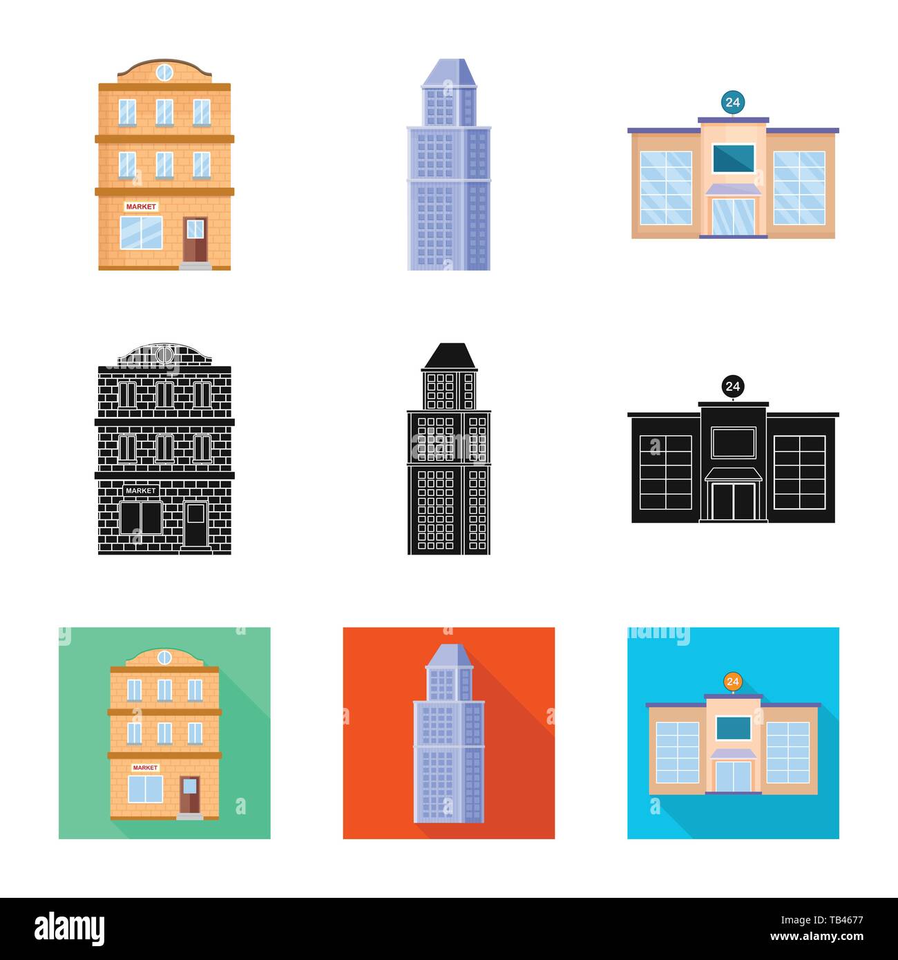 Vector illustration of municipal and center icon. Set of municipal and ...