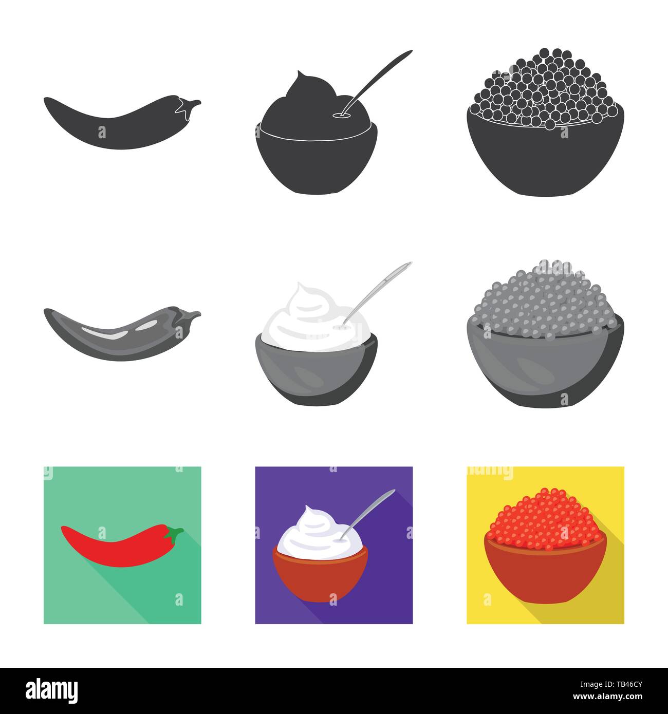 Vector illustration of taste and product icon. Set of taste and cooking ...