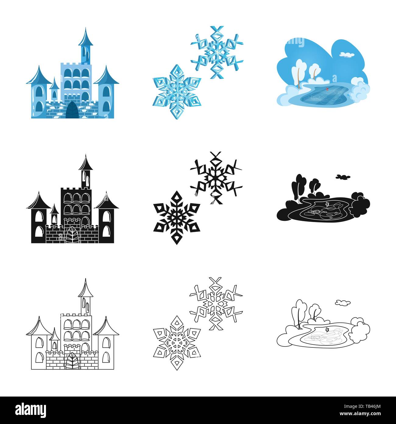 Vector illustration of texture and frozen sign. Set of texture and ...