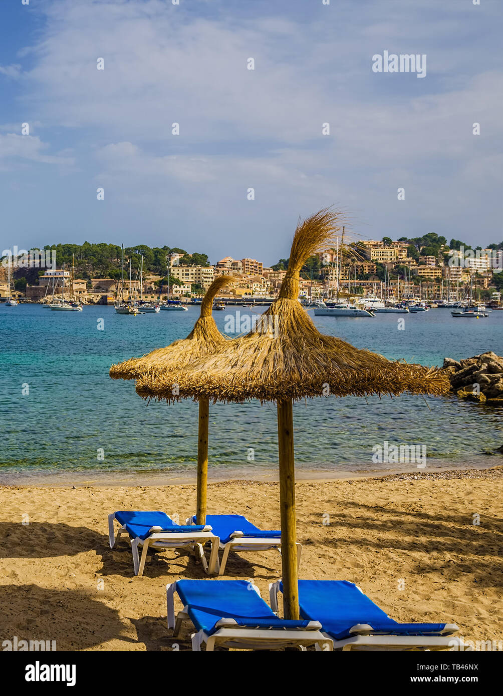 Soller beach in Port de Soller, Mallorca Stock Photo - Alamy
