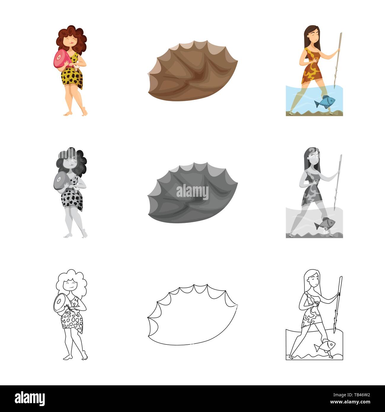 Vector illustration of evolution and prehistory icon. Set of evolution ...