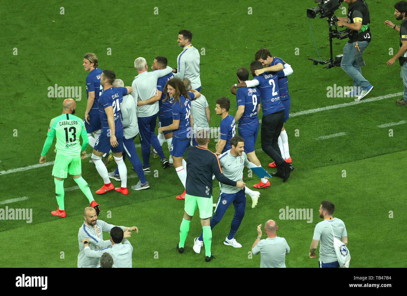 Chelsea players celebrate at full time during the UEFA Europa League ...