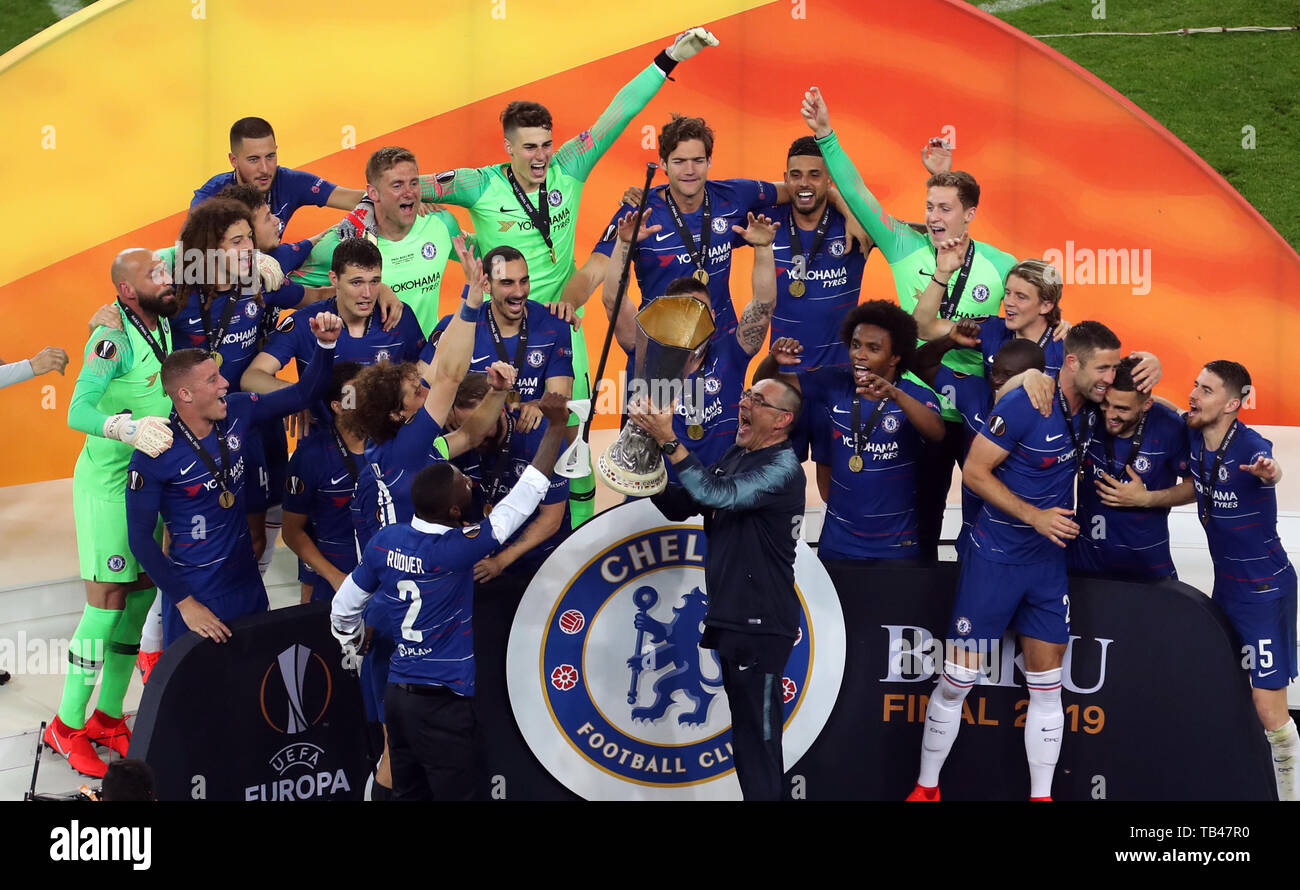 Chelsea celebrate winning the UEFA Europa League final at The Olympic ...