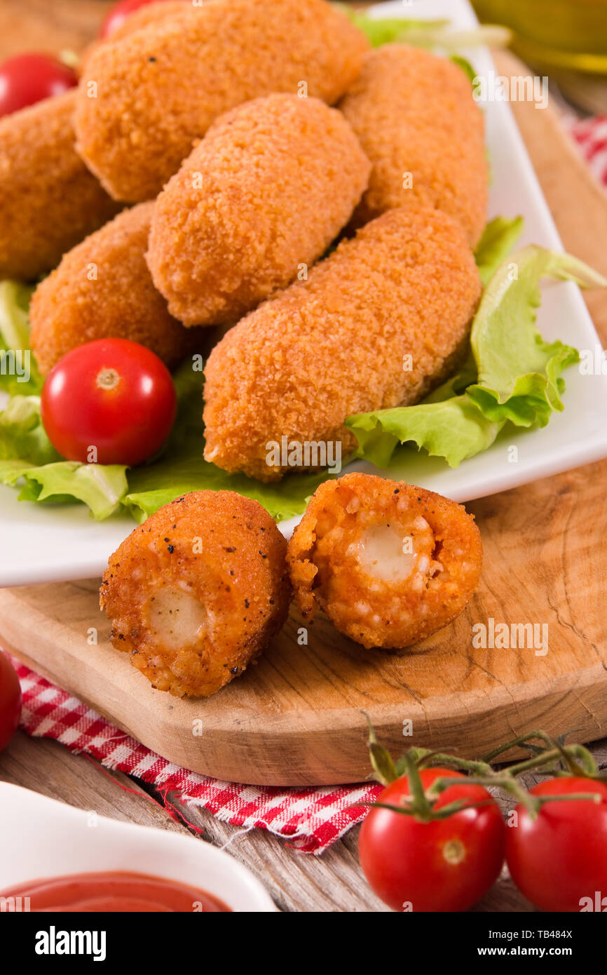 Suppli, italian fried rice balls Stock Photo - Alamy