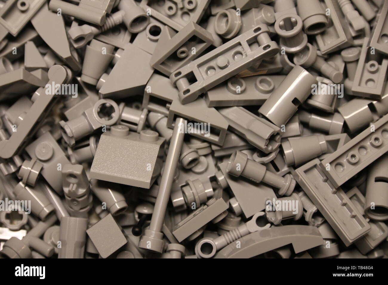 LEGO light bluish gray bricks, tiles, plates, technic parts together on ...