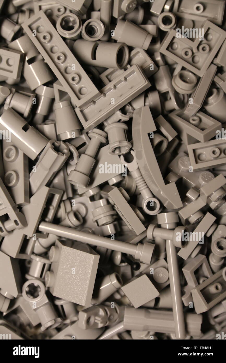 LEGO light bluish gray bricks, tiles, plates, technic parts together on ...