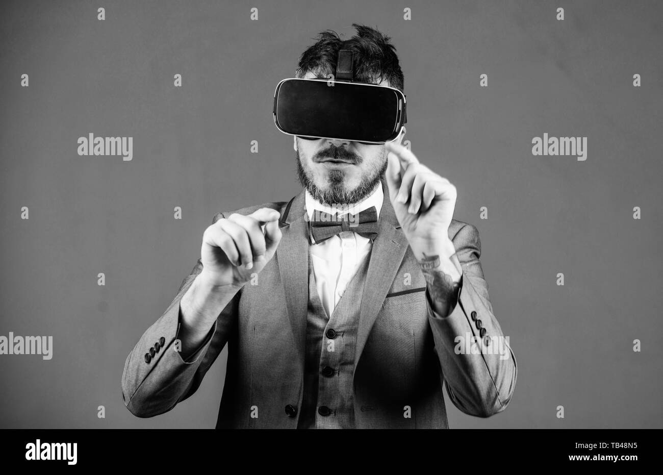 Business implement modern technology. Businessman explore virtual ...