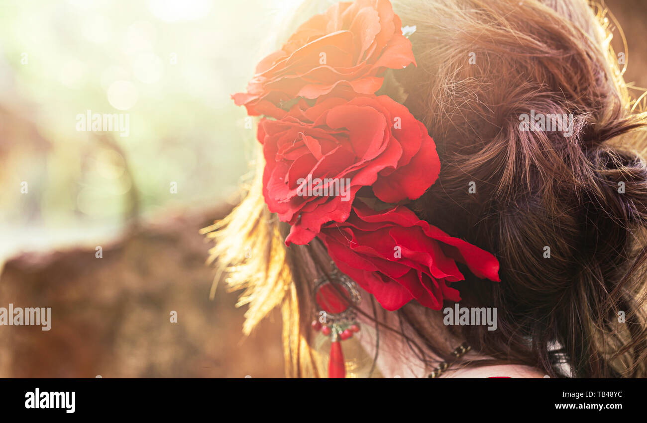 Girl adorned with flowers hi-res stock photography and images - Alamy