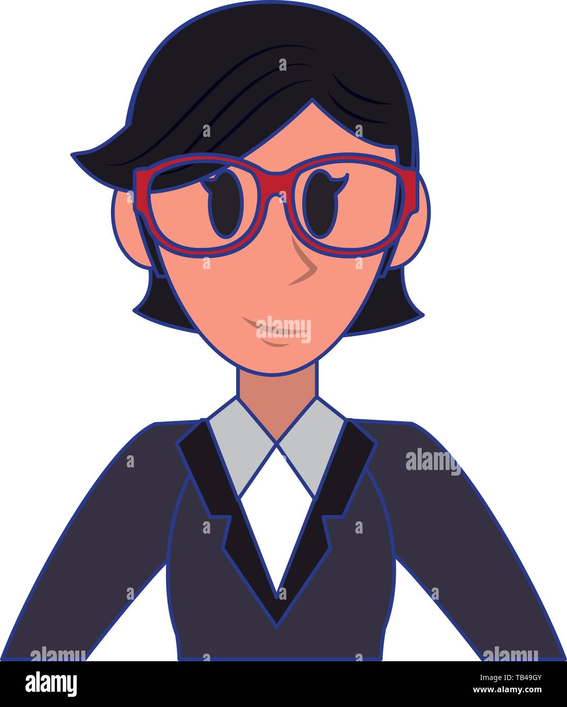 Executive businesswoman character cartoon blue lines Stock Vector Image ...