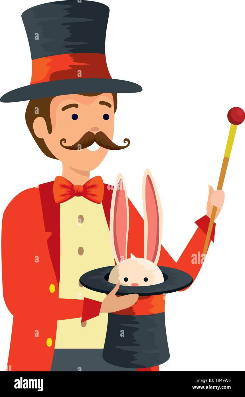 circus magician with hat and rabbit Stock Vector Image & Art - Alamy