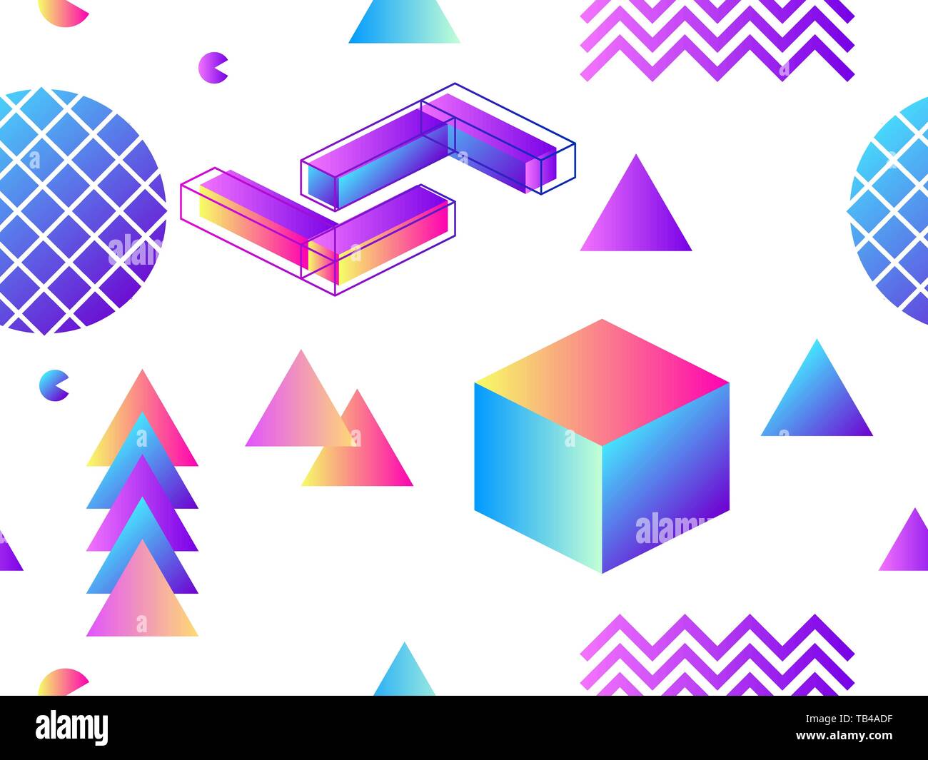 Memphis seamless pattern. Geometric elements memphis in the style of 80 ...