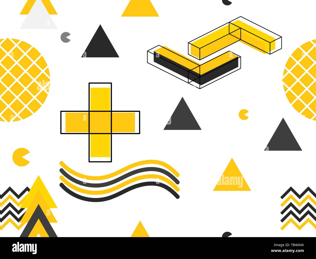 Memphis seamless pattern. Geometric elements memphis in the style of 80 ...
