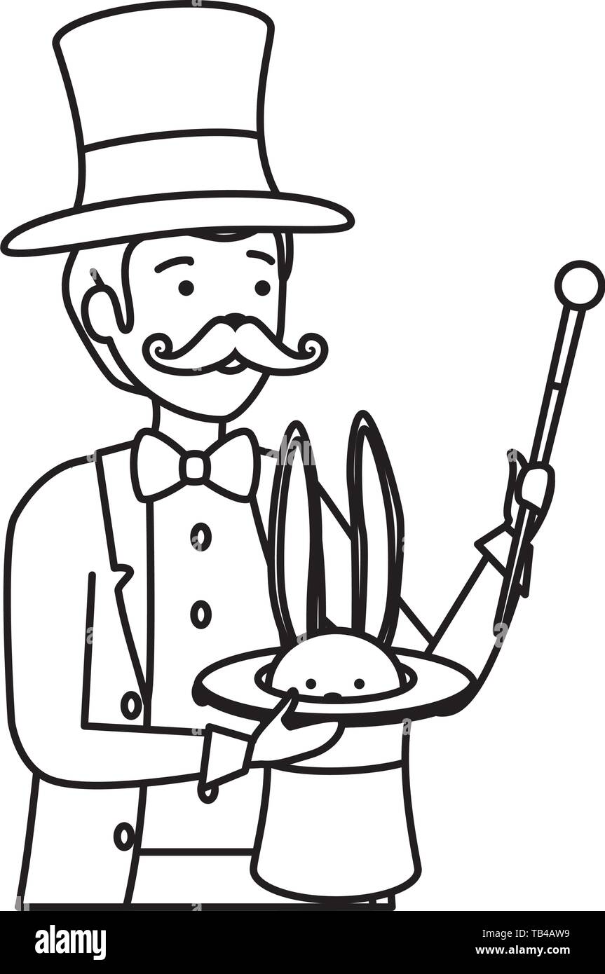 circus magician with hat and rabbit Stock Vector Image & Art - Alamy