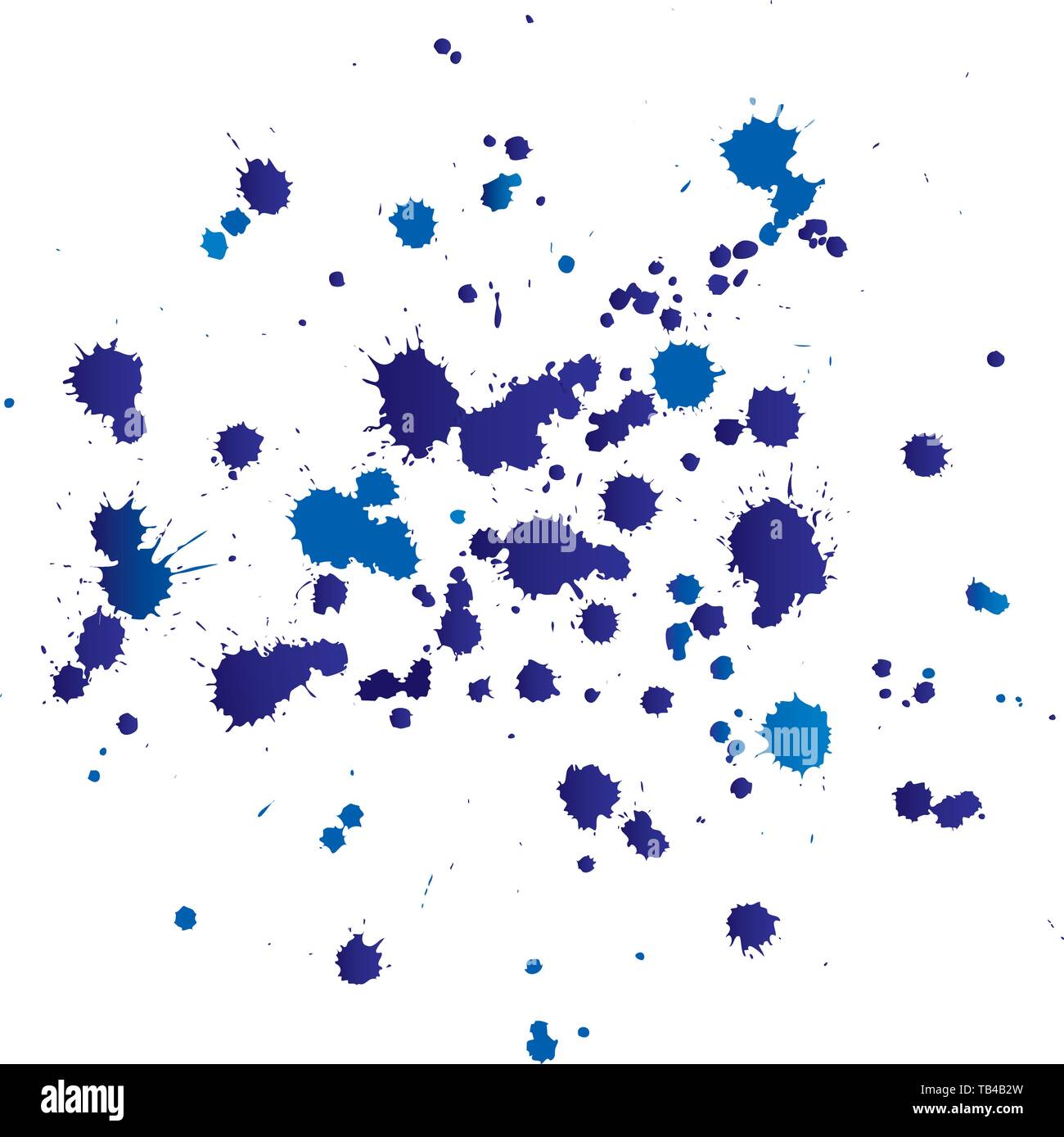 Vector illustration. Texture of blue ink drops unsorted on blank paper ...