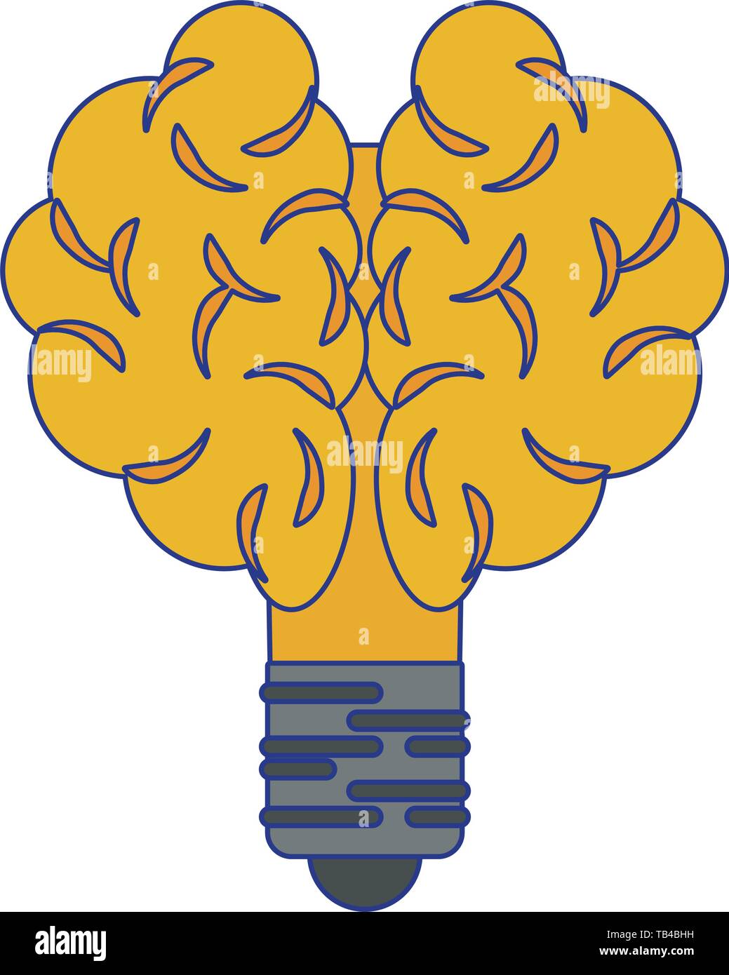 Bulb light brain shape symbol isolated blue lines Stock Vector Image ...