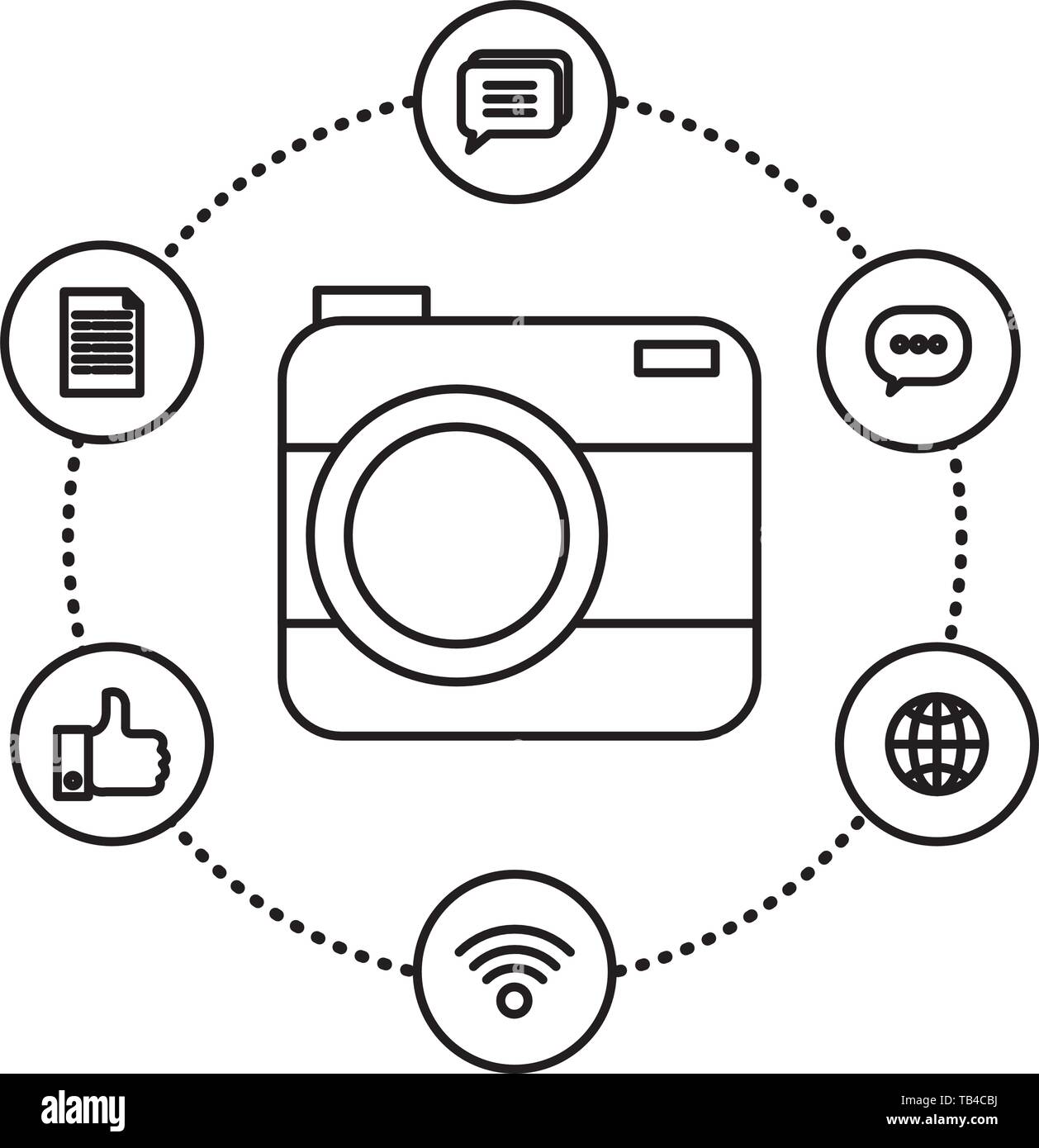 camera photographic with social media icons Stock Vector Image & Art ...