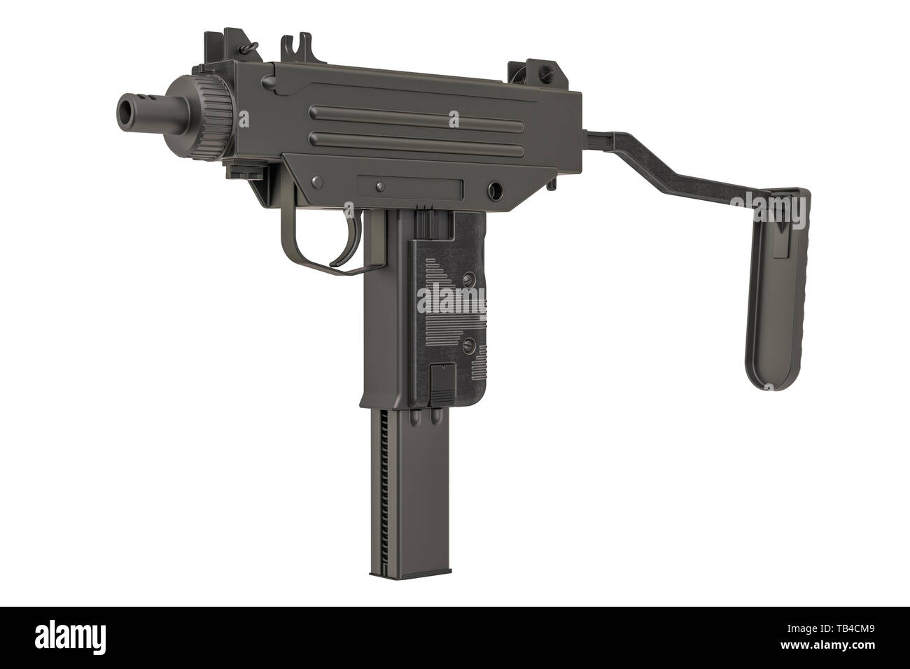 Submachine gun. 3D rendering isolated on white background Stock Photo ...