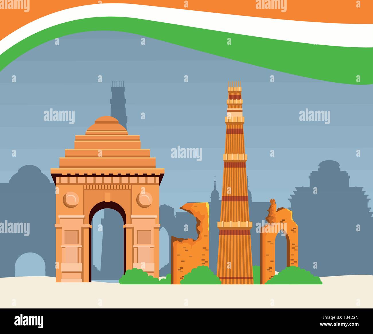 India building architecture scenery concept Stock Vector Image & Art ...