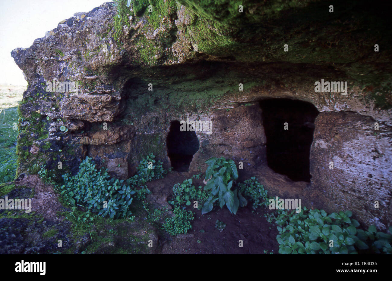 Alghero, Sardinia, Italy. Anghelu Ruju necropolis (scanned from ...