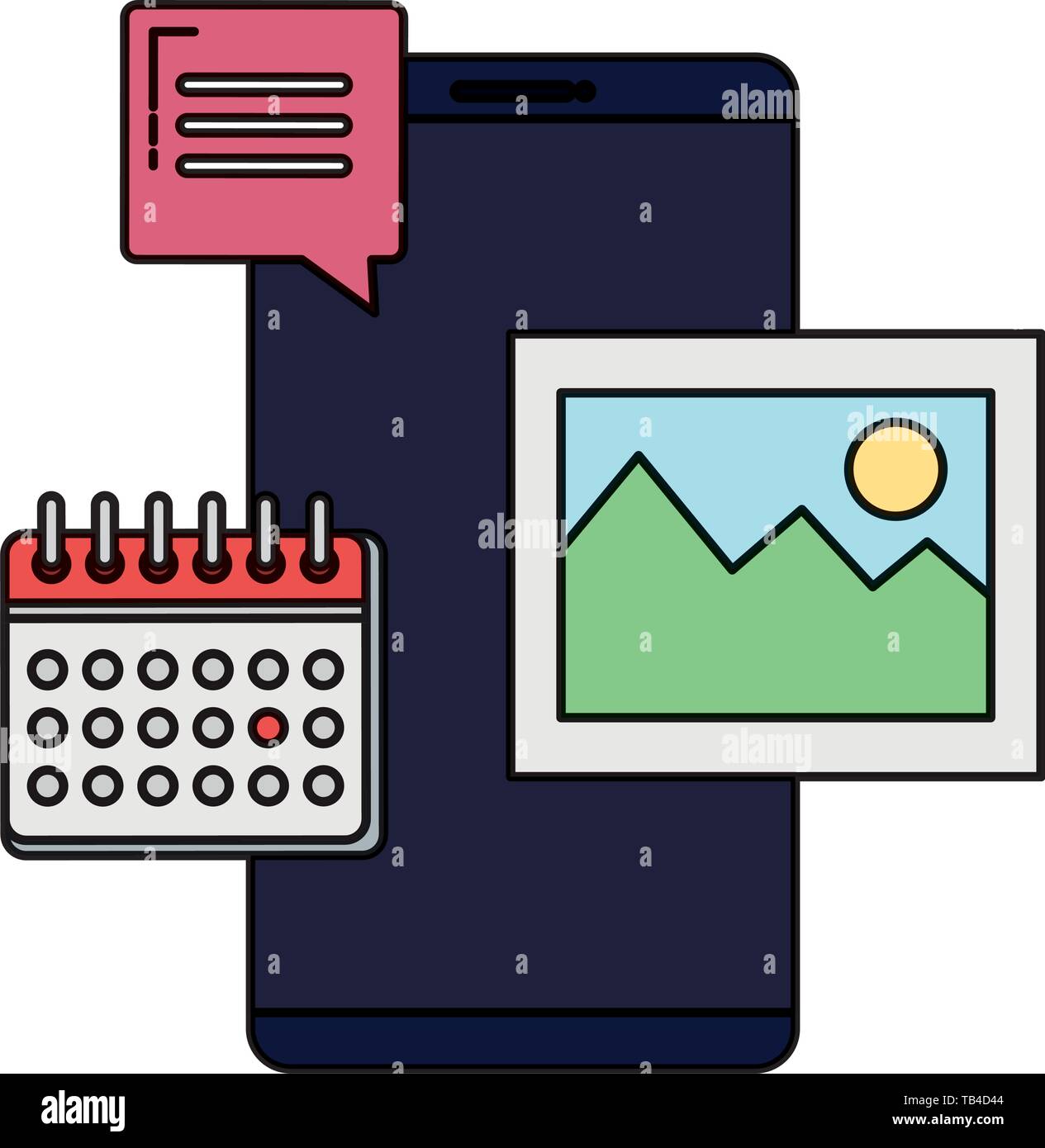 smartphone with calendar and picture Stock Vector Image & Art - Alamy