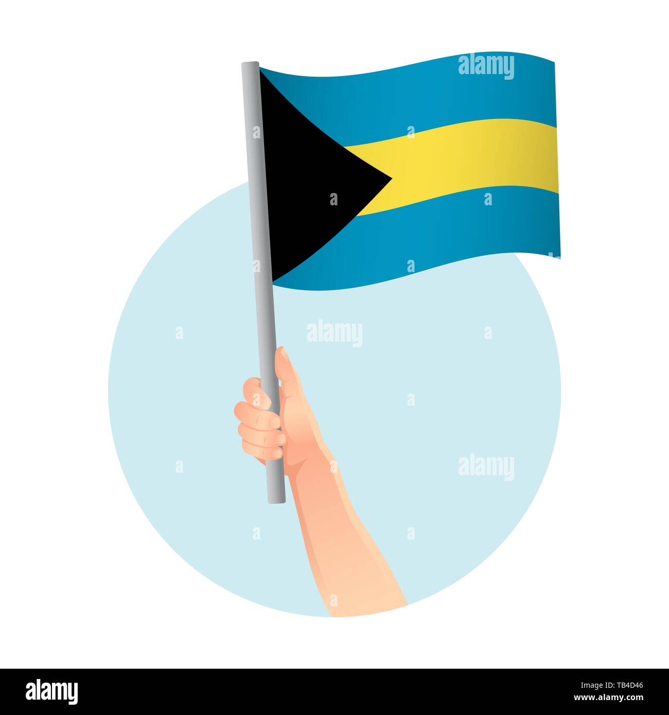 Bahamas flag in hand. Patriotic background. National flag of Bahamas ...