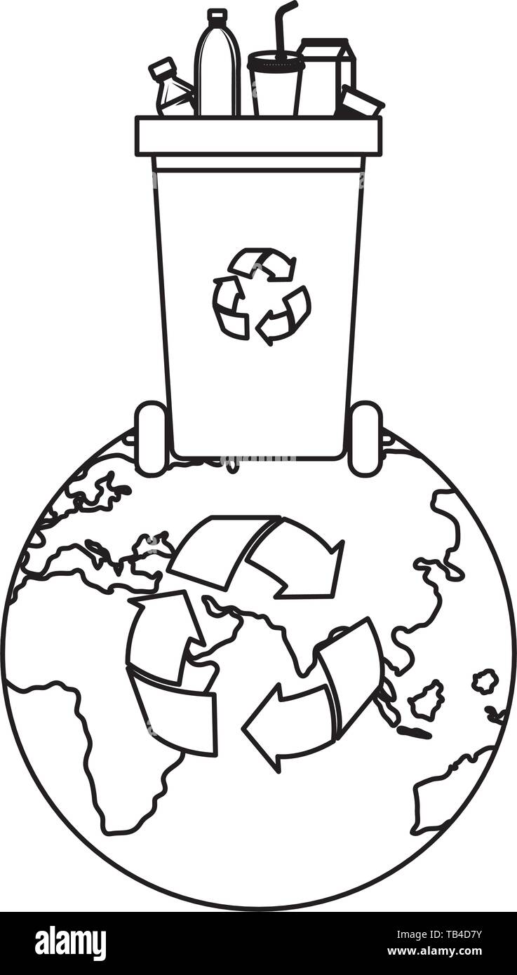 world planet with recycle waste and plastic products Stock Vector Image ...