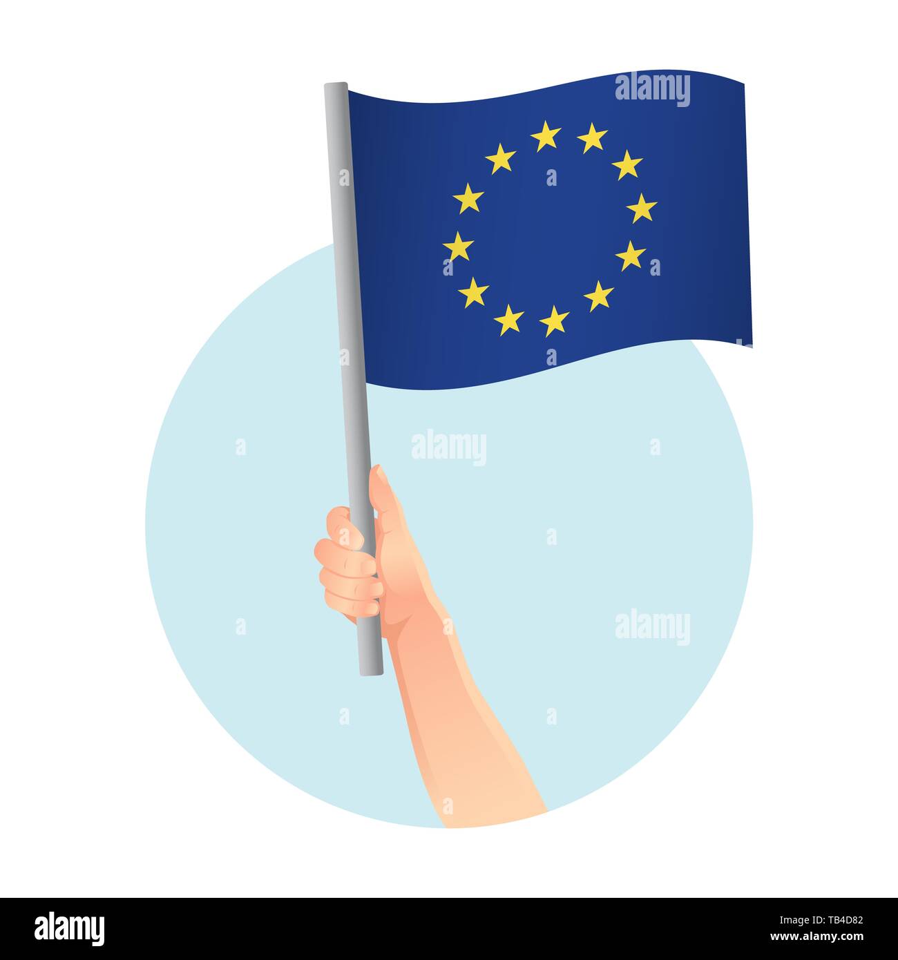 EU flag in hand. Patriotic background. Europe flag illustration Stock ...