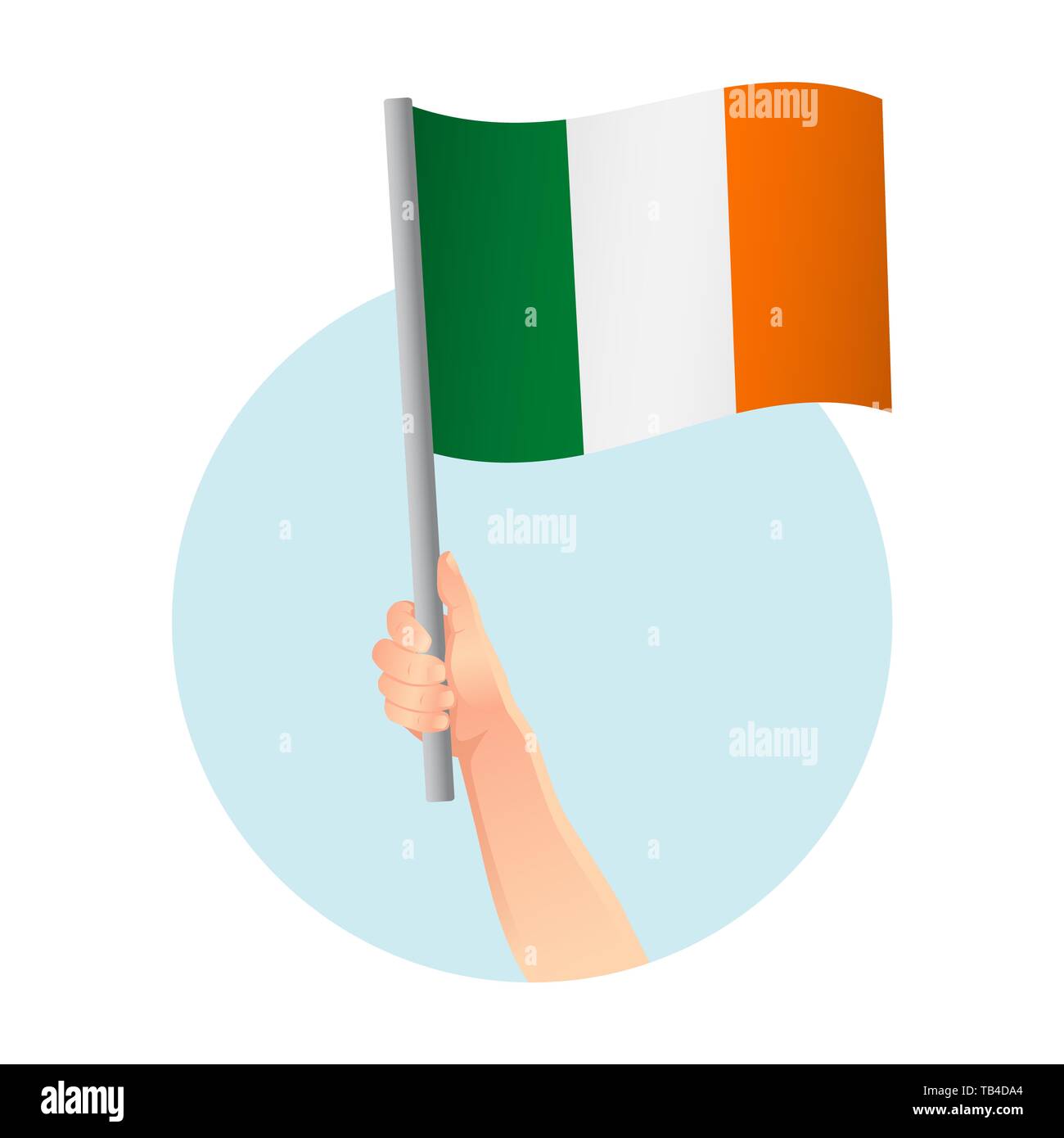 Ireland flag in hand. Patriotic background. National flag of Ireland ...