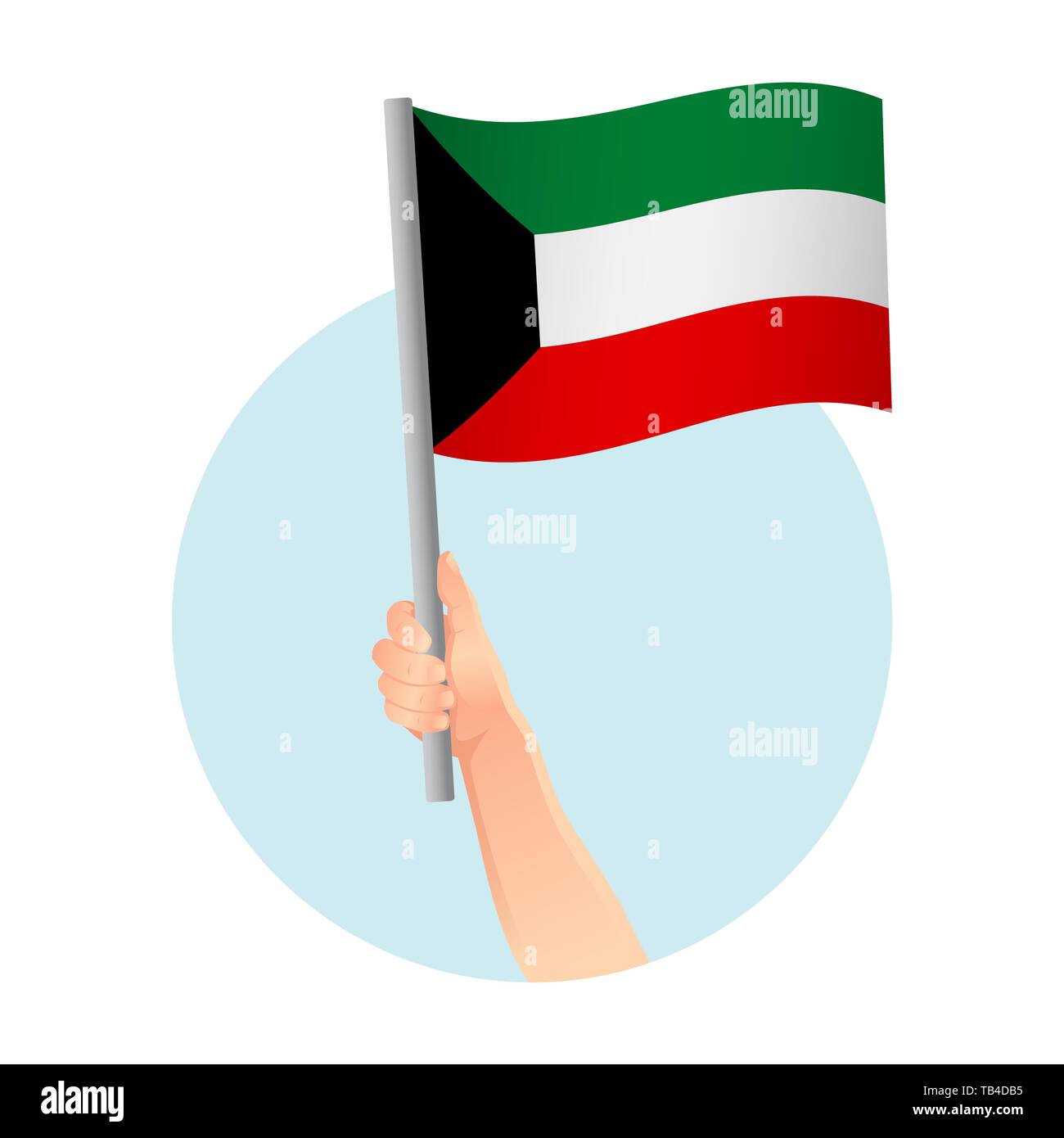 kuwait flag in hand. Patriotic background. National flag of Kuwait ...