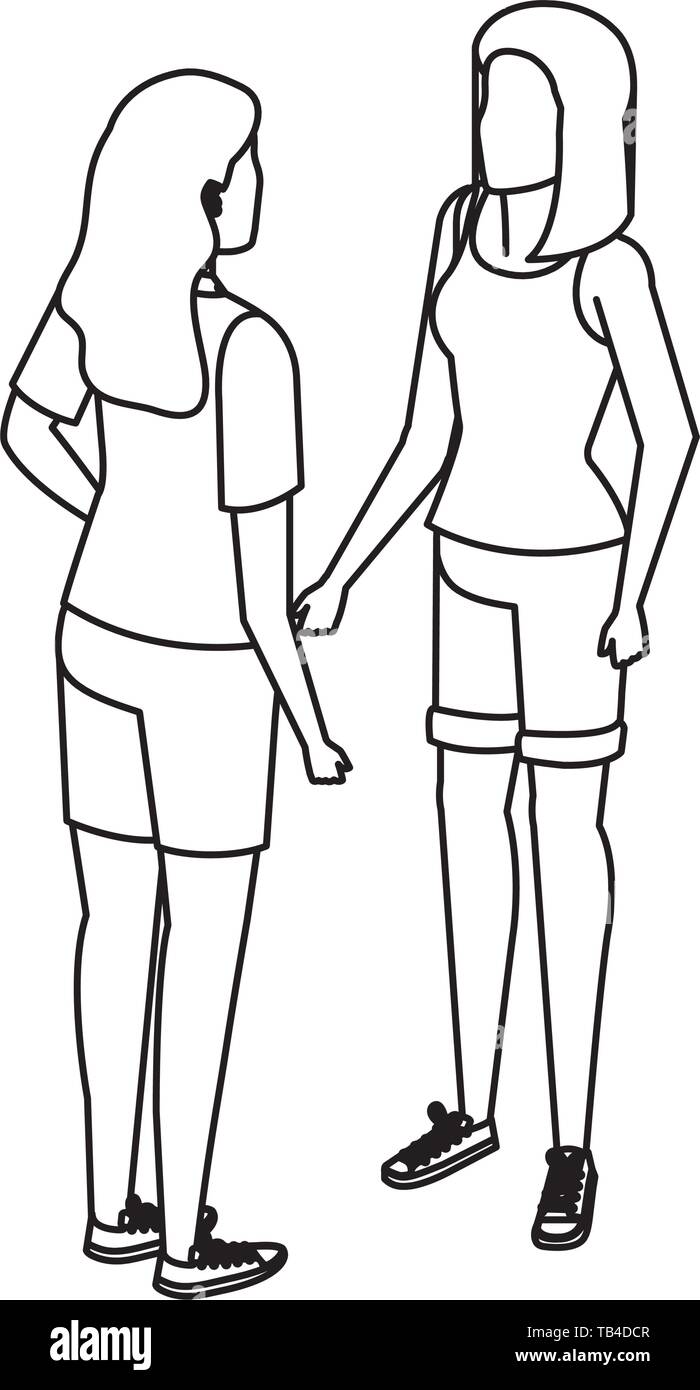 young women couple talking avatars characters Stock Vector Image & Art ...