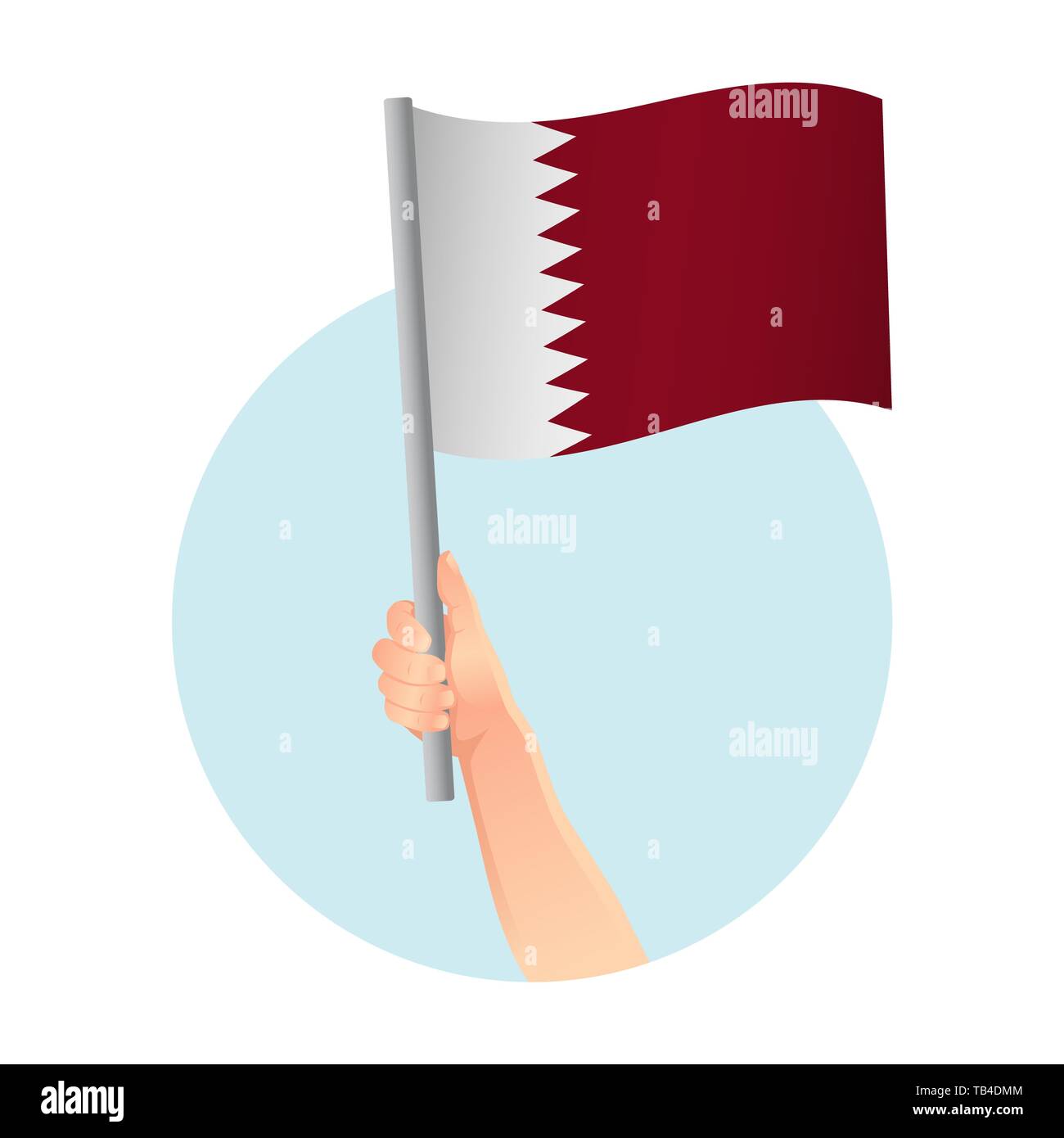 Qatar flag in hand. Patriotic background. National flag of Qatar ...
